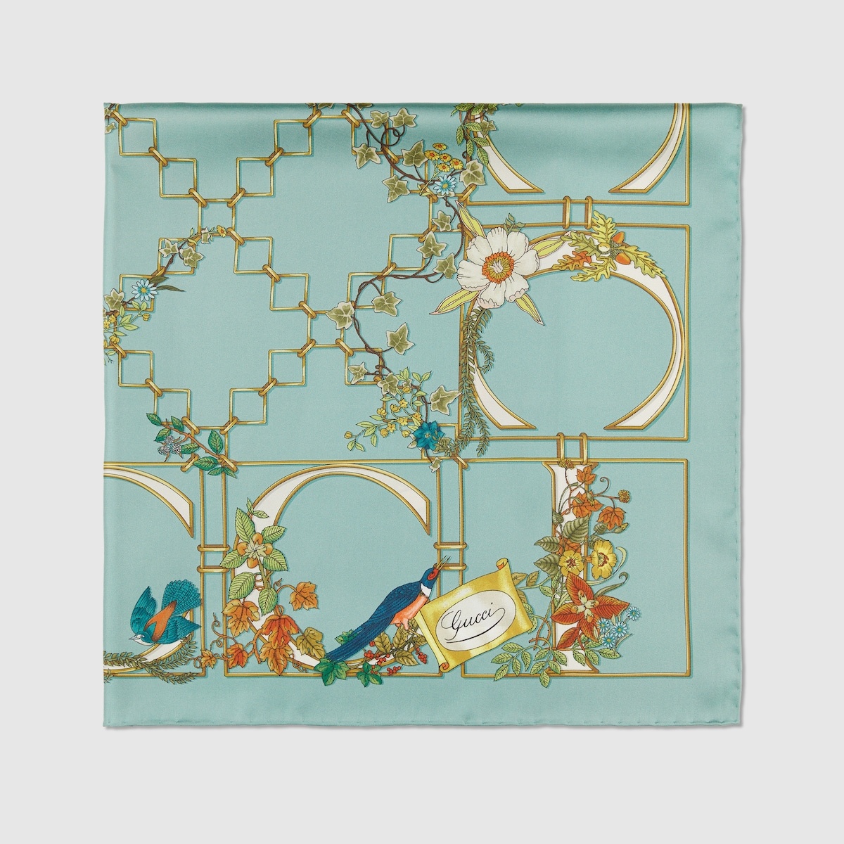 GUCCI Animal and floral print silk carré | REVERSIBLE