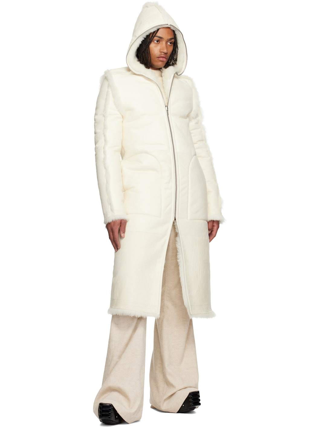 Rick Owens Off-White Concordians Klaus Reversible Shearling Coat ...