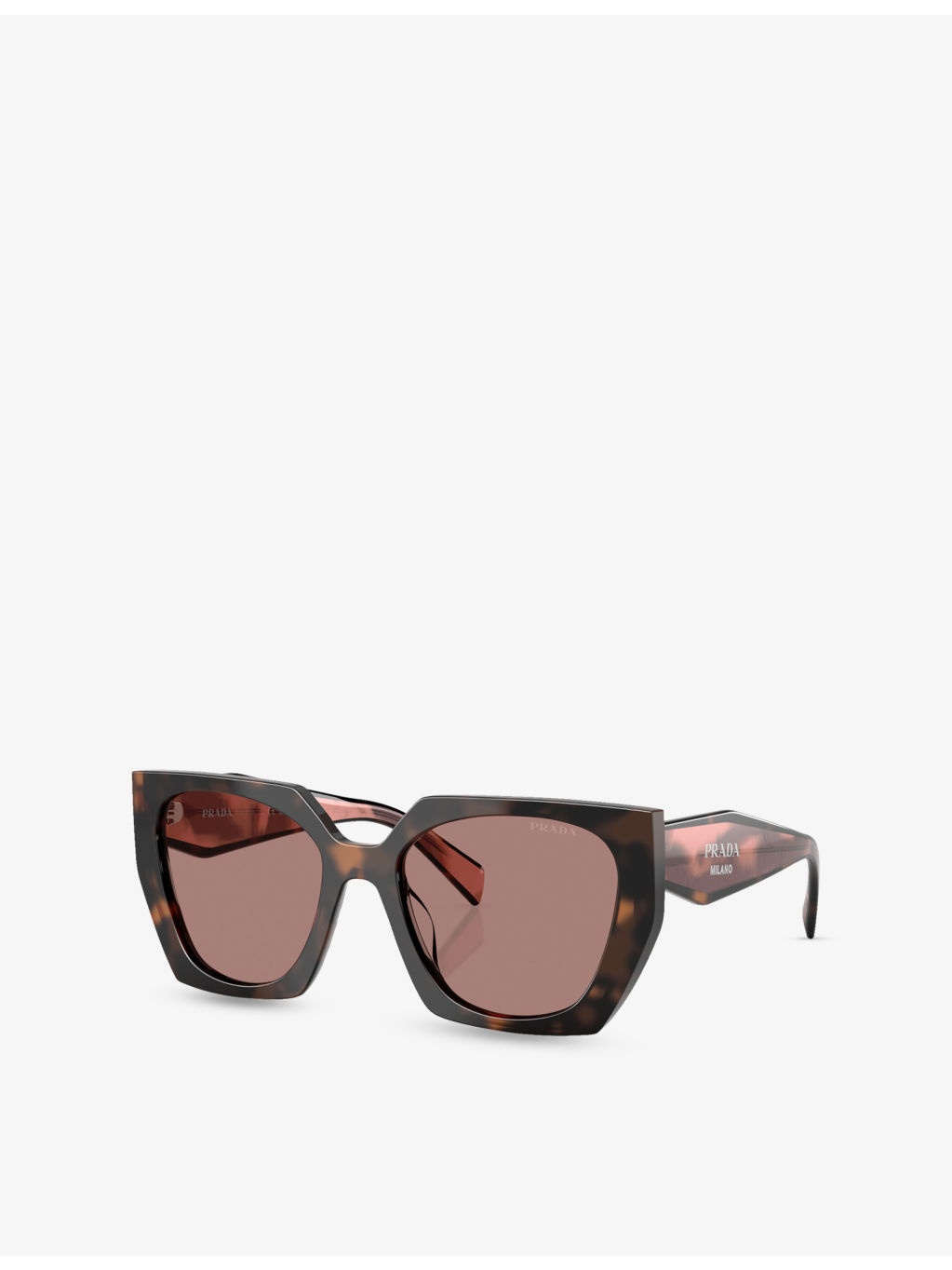 Prada PR 15WS Rectangle-Frame Tortoiseshell-Effect Acetate Sunglasses ...