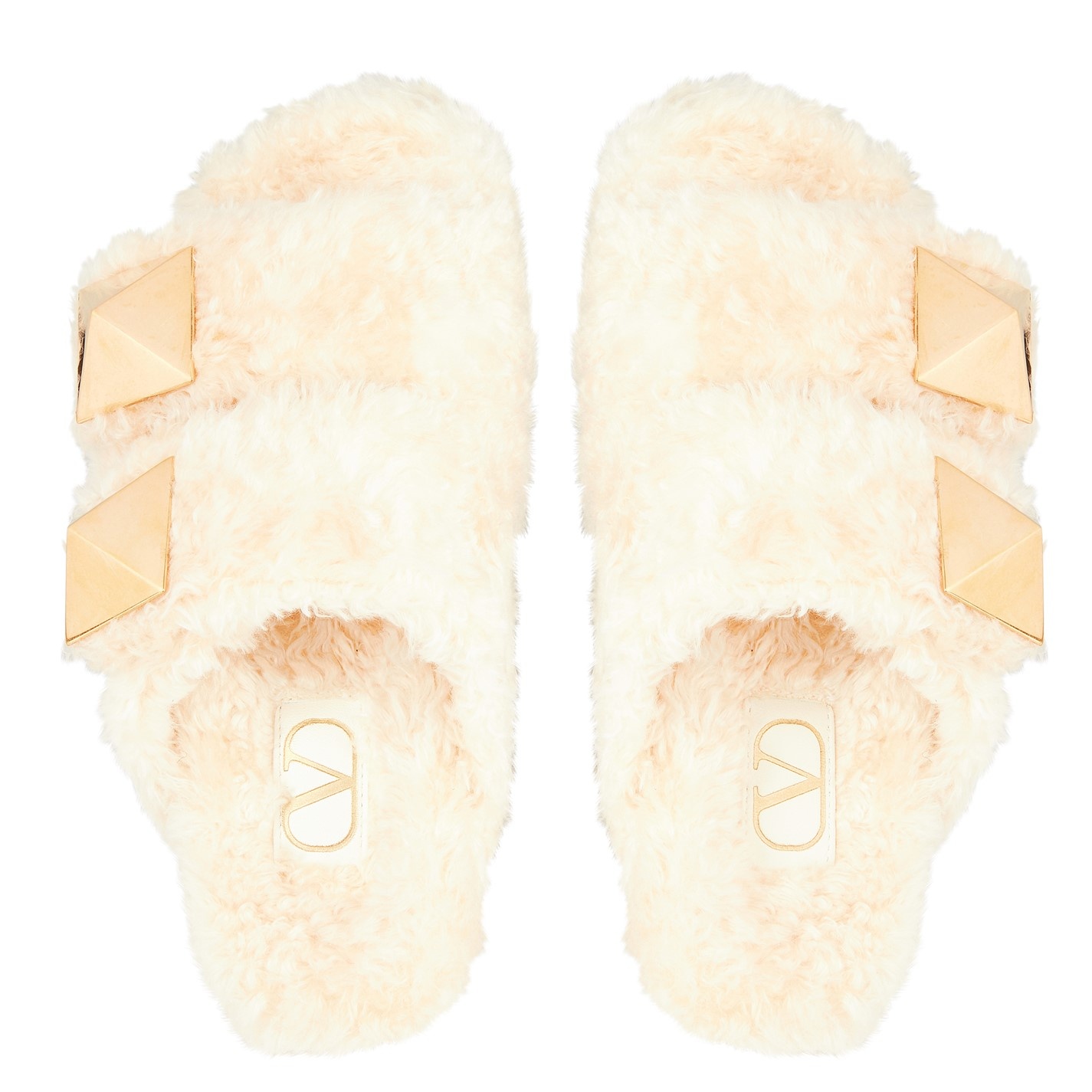 Valentino ONE STUD SHEARLING SLIDERS | REVERSIBLE
