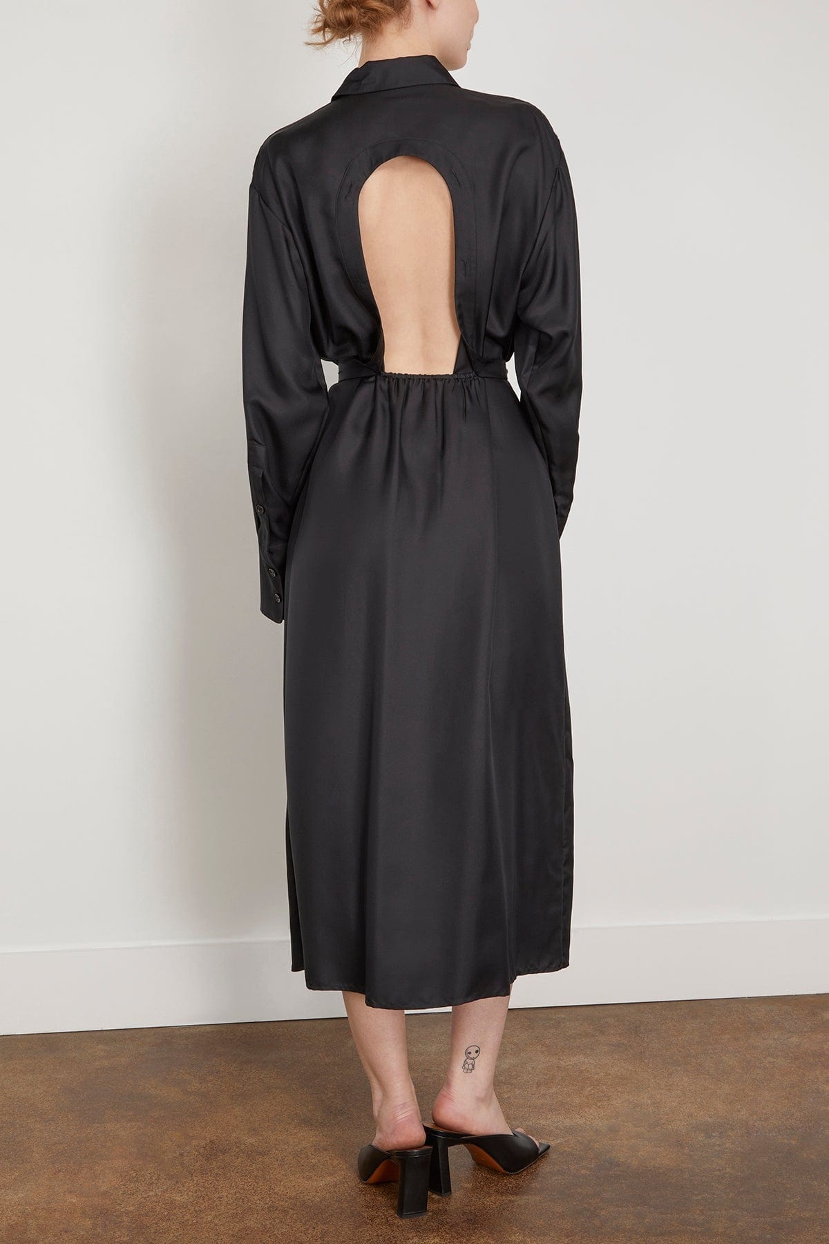 RÓHE Silk Open Back Wrap Dress in Noir | REVERSIBLE