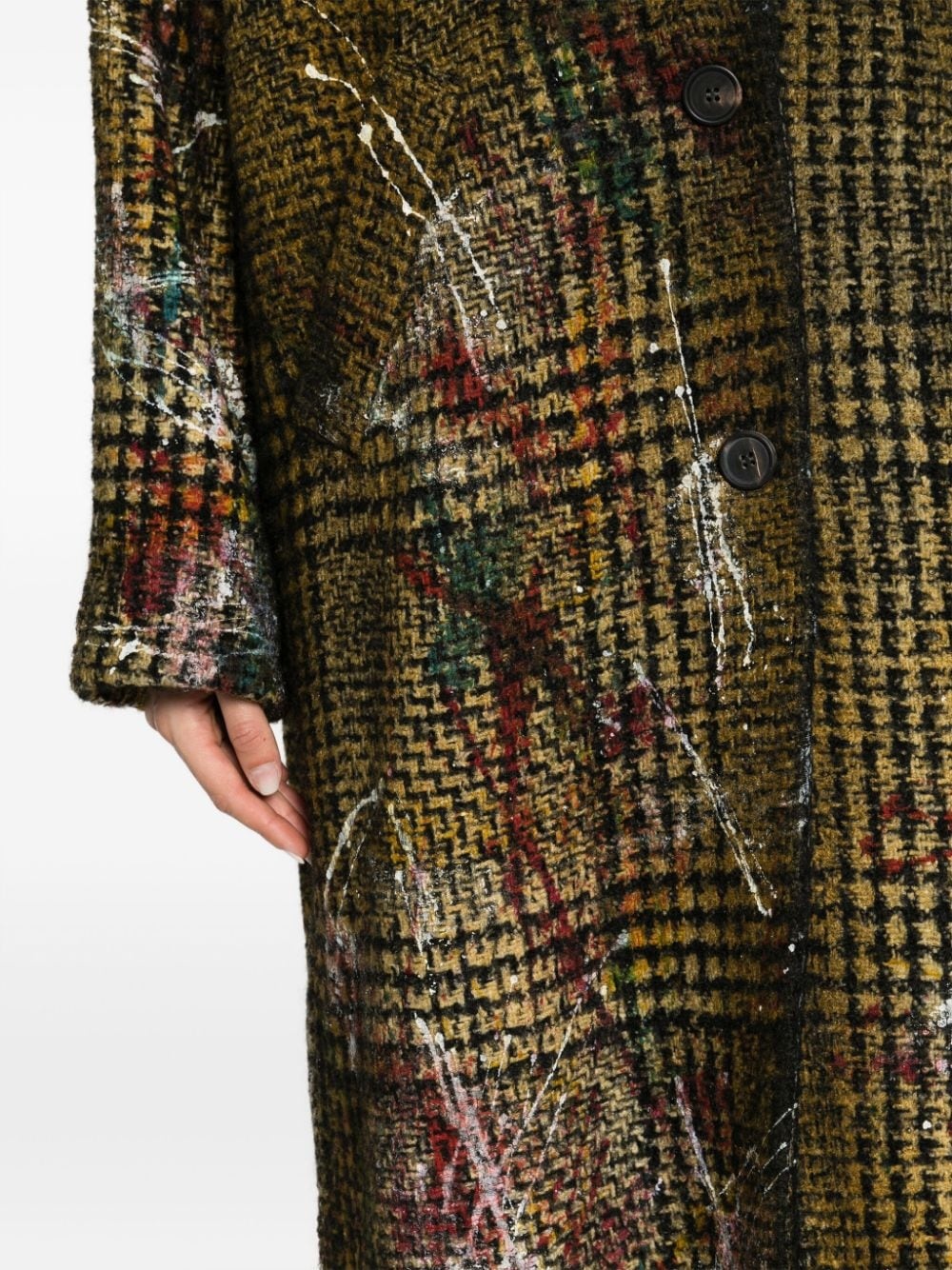 Avant Toi paint-splatter houndstooth coat | REVERSIBLE