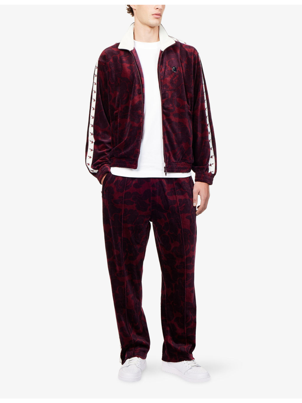 A BATHING APE® Metal-Logo Camo Velour Track Jacket | REVERSIBLE