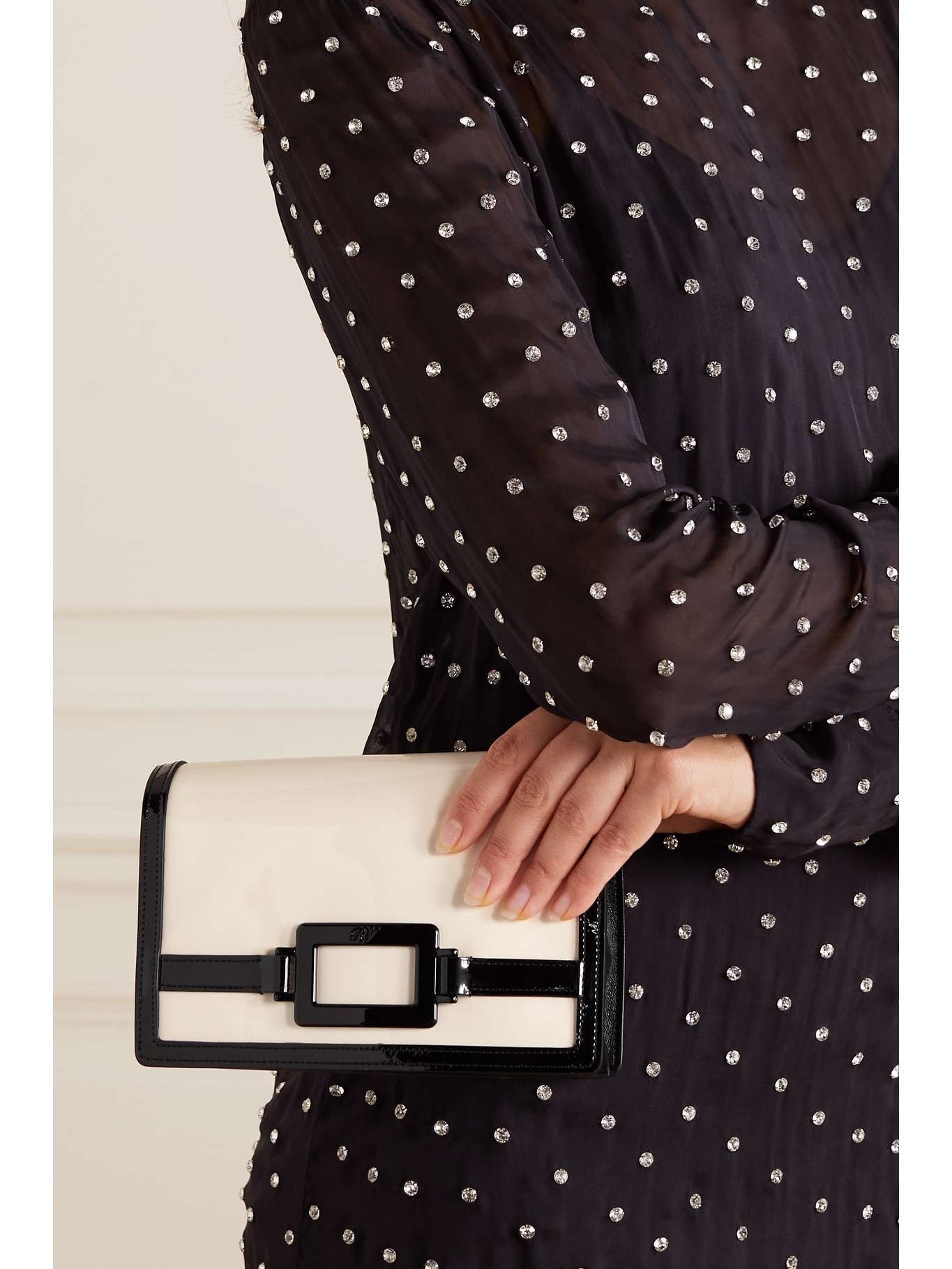 Roger Vivier Belle Vivier Voyage Two Tone Patent Leather Shoulder Bag