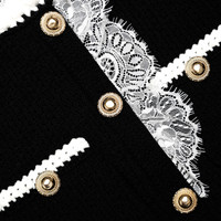 self-portrait Black Lace Trim Knit Midi Dress | REVERSIBLE