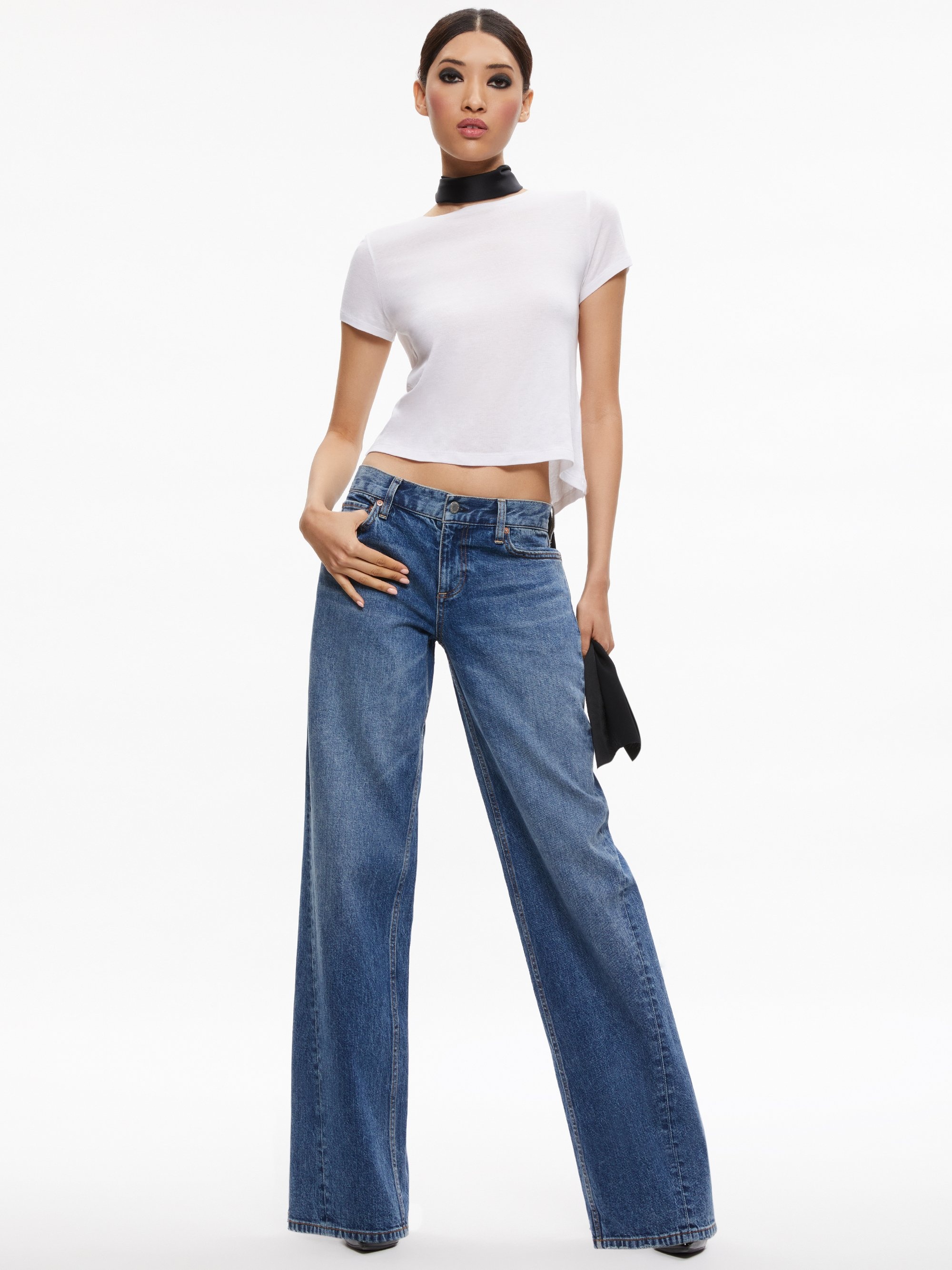 Alice + Olivia ERNIE LOW RISE BUCKLE BACK JEAN | REVERSIBLE