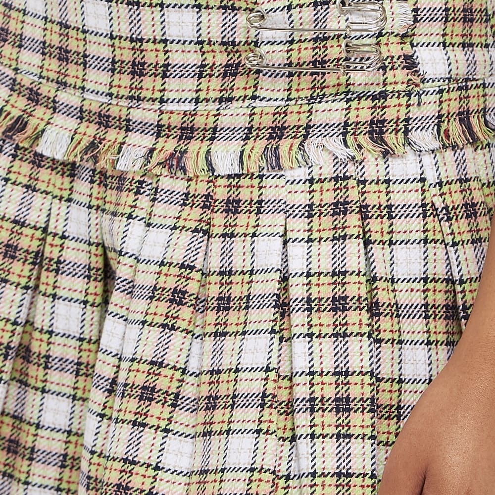 GUIZIO Danielle Guizio Pleated Safety Pin Mini Skirt | REVERSIBLE