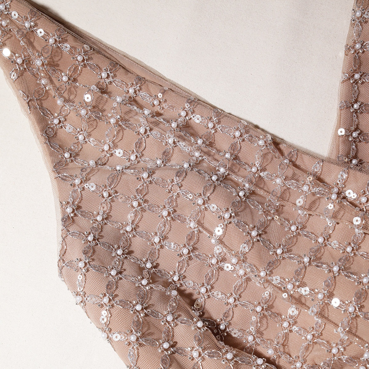 self-portrait Tan Grid Sequin Tiered Mini Dress | selfportrait | REVERSIBLE