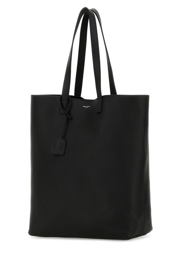 SAINT LAURENT Saint Laurent Woman Black Leather Bold Shopping Bag | luosophy | REVERSIBLE