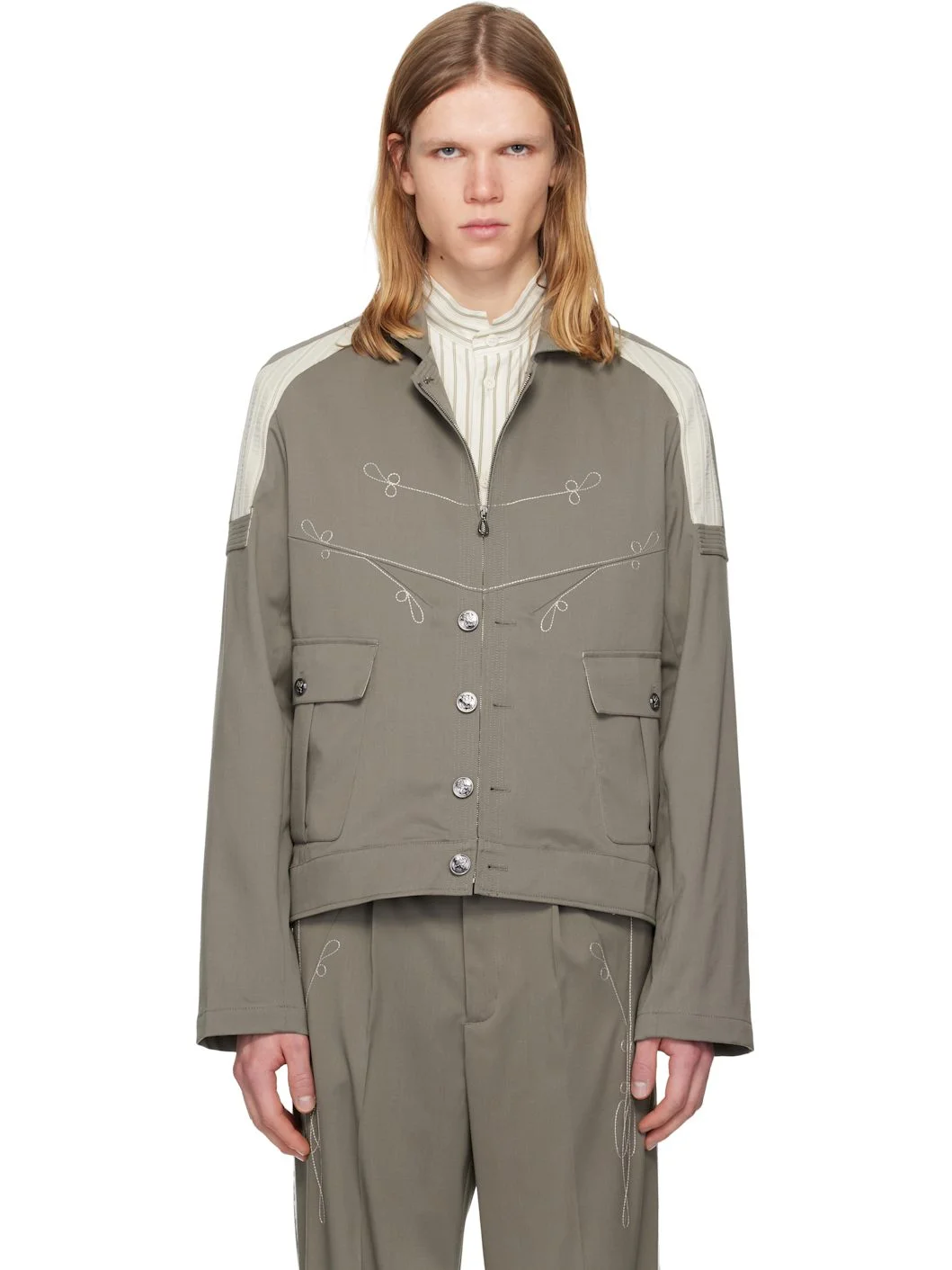 Kiko Kostadinov Gray Fitz Military Blazer | REVERSIBLE