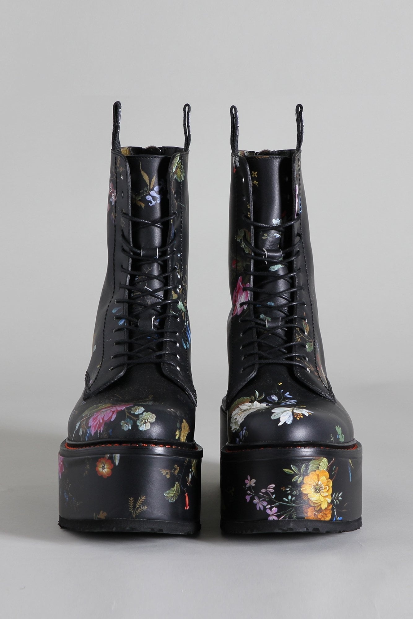 R13 R13 DOUBLE STACK BOOT - BLACK FLORAL | REVERSIBLE