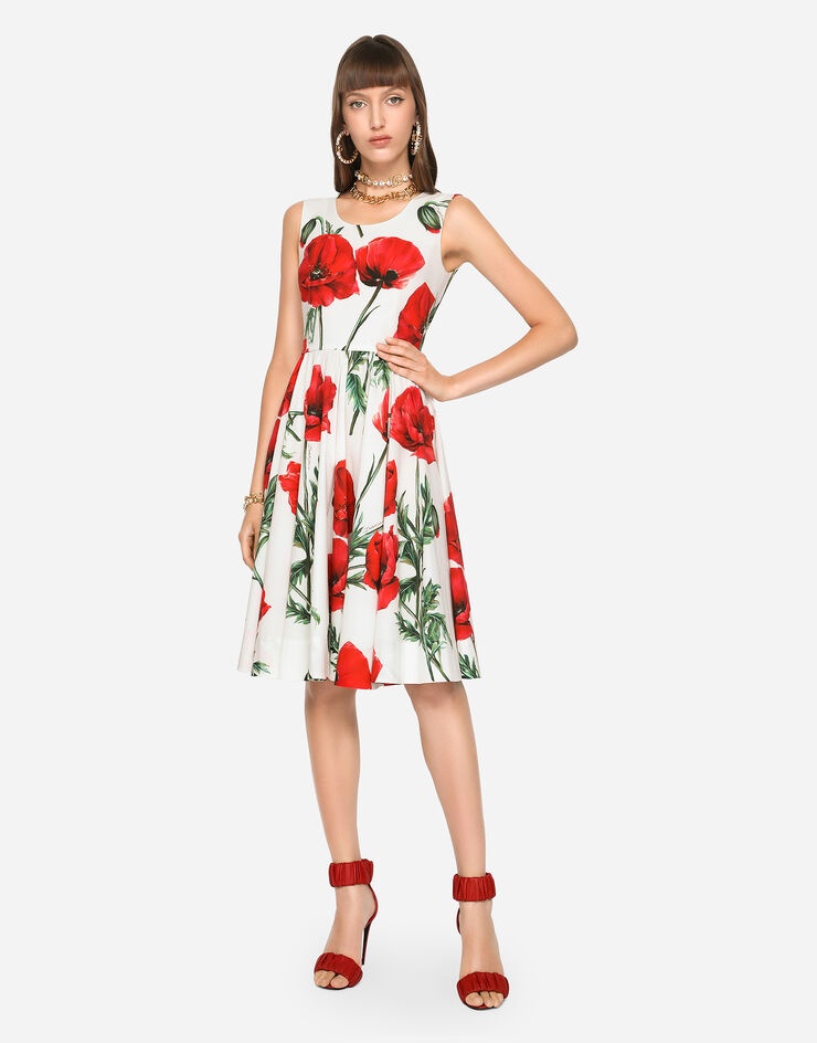 Dolce & Gabbana Poppy-print poplin midi dress | REVERSIBLE