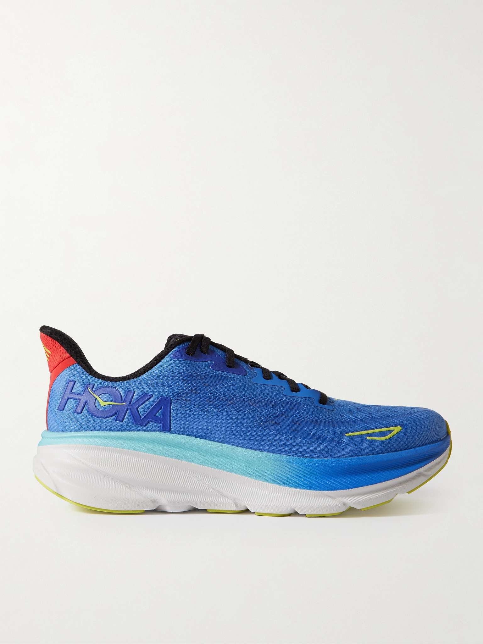HOKA ONE ONE Clifton 9 Rubber-Trimmed Mesh Running Sneakers | REVERSIBLE