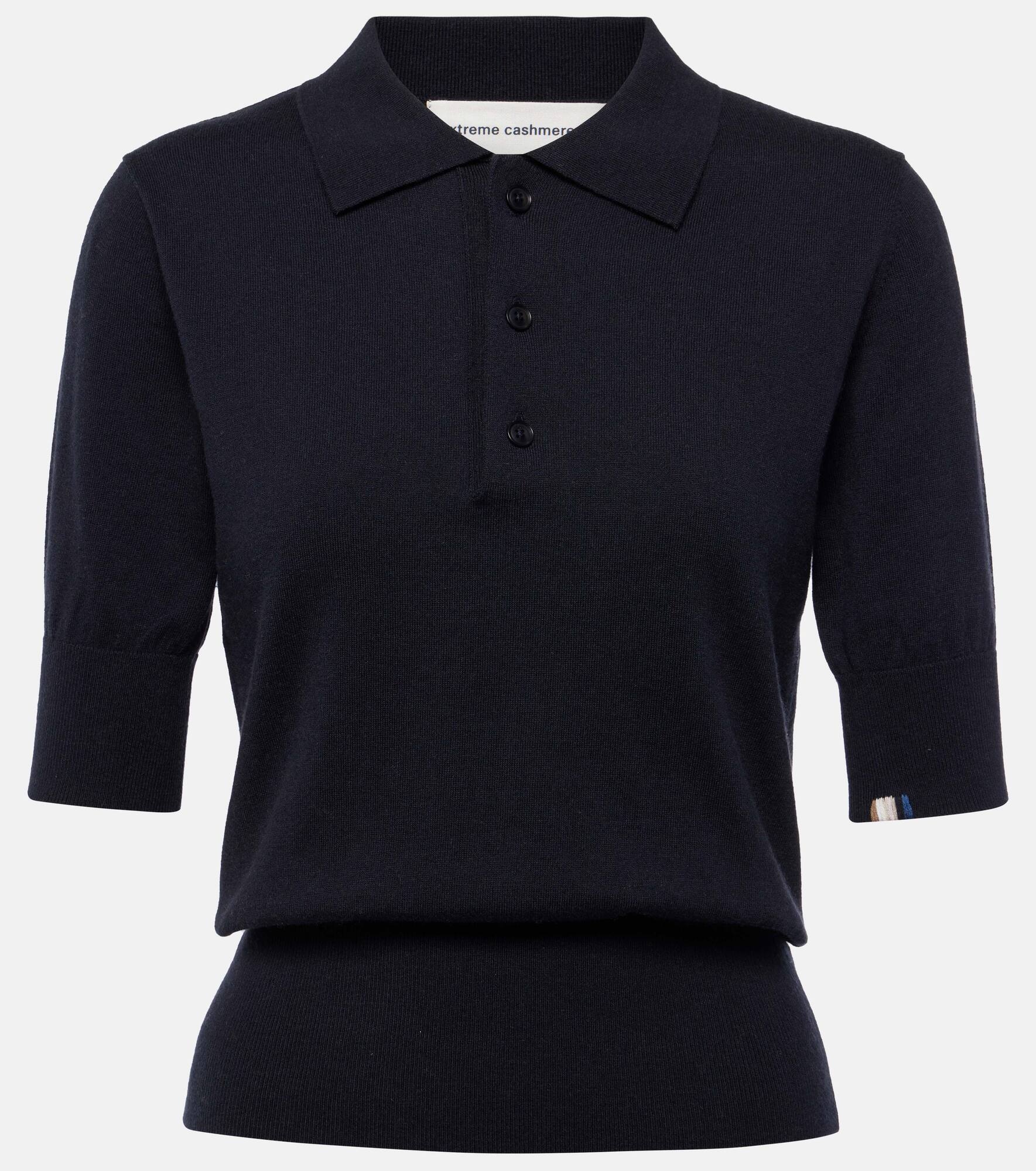 extreme cashmere N°351 Park cotton and cashmere polo shirt | REVERSIBLE