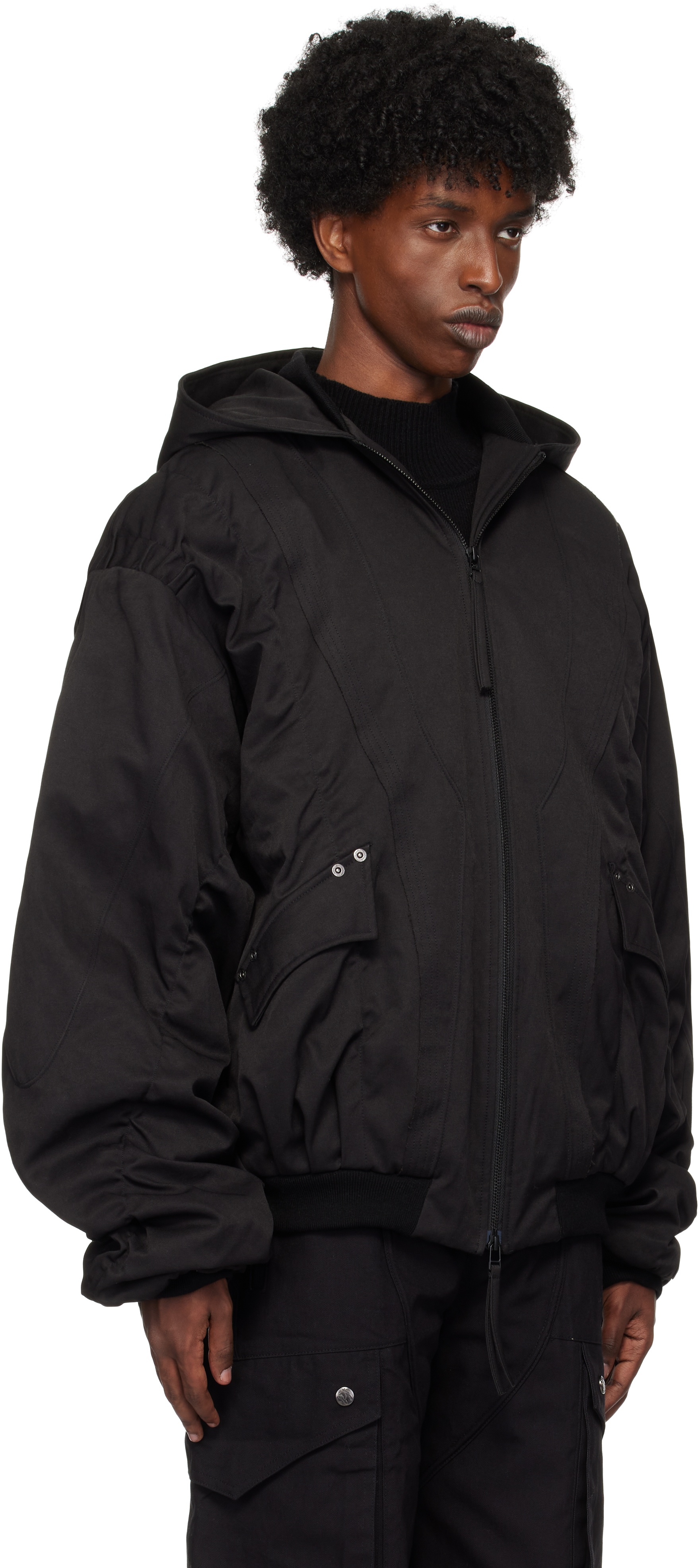Professor.E Professor. E Black Hooded Mega Bomber Jacket | REVERSIBLE