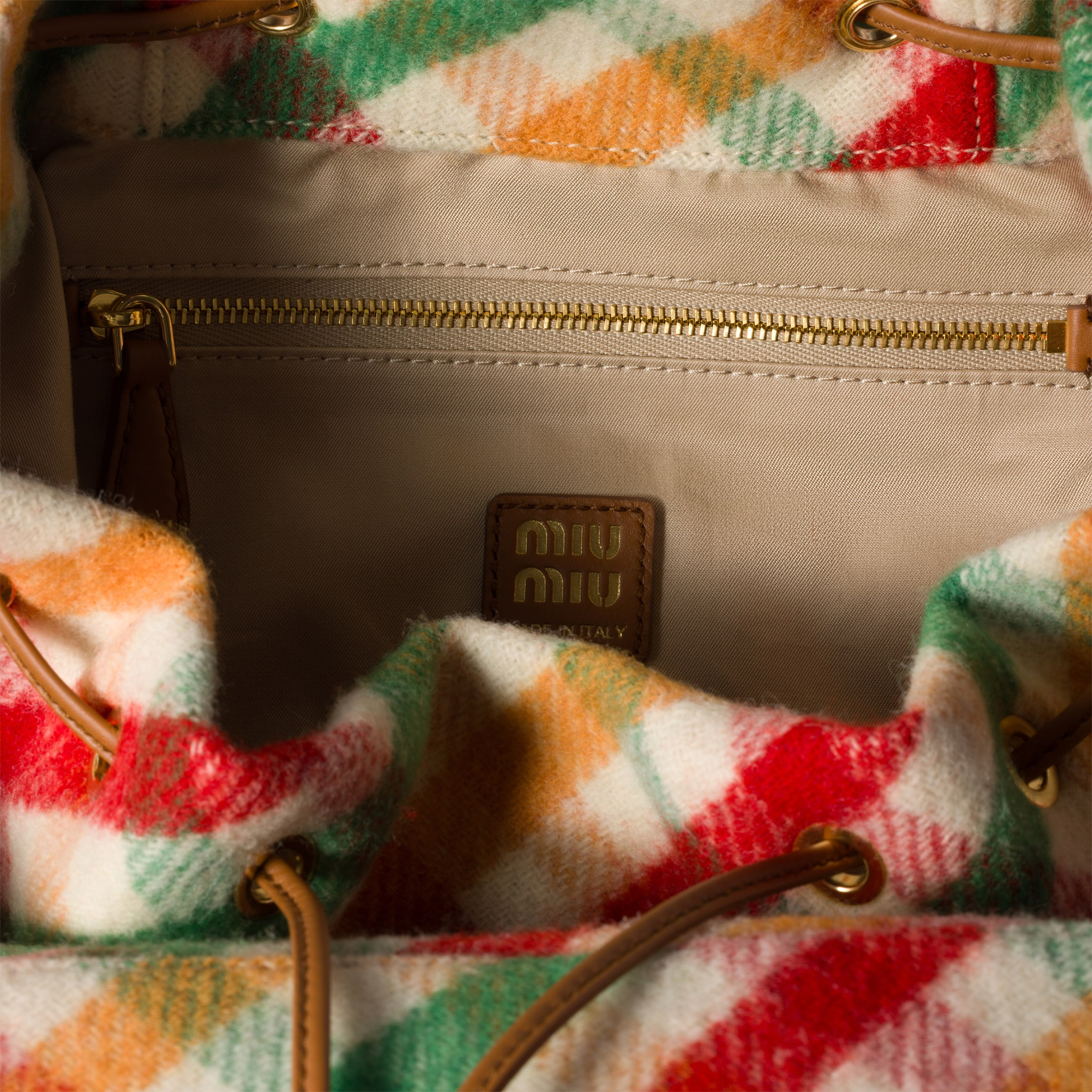 Miu Miu Plaid and leather backpack | REVERSIBLE