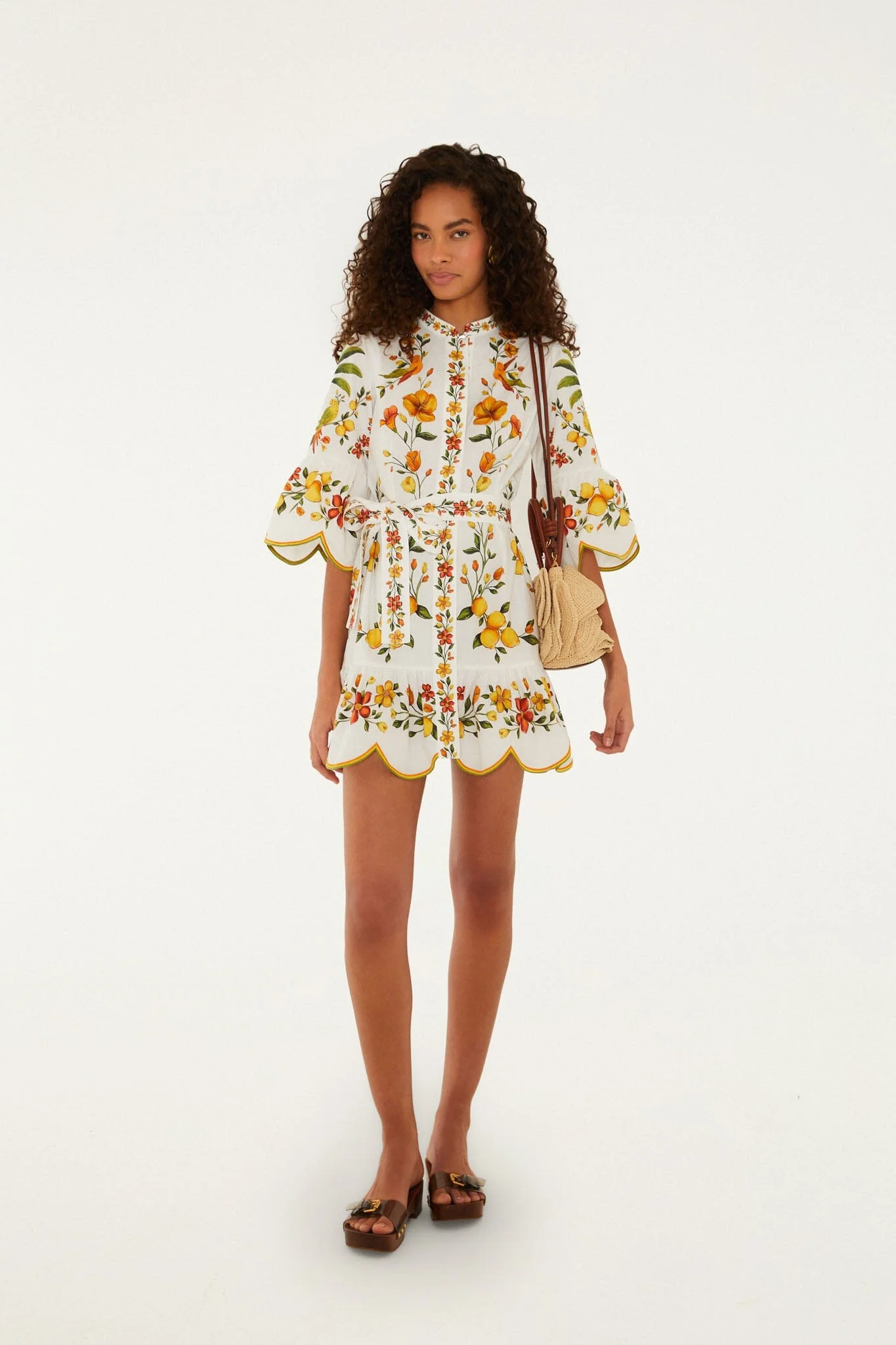 FARM RIO Lemon Bouquet Off-White Mini Dress - 356404 | REVERSIBLE