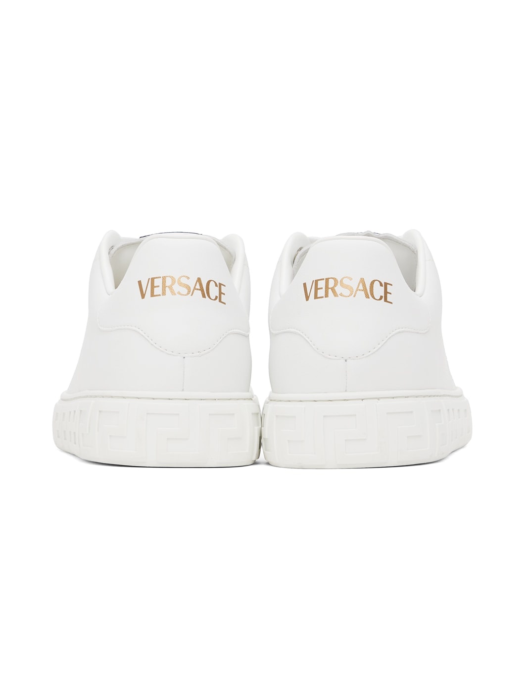 VERSACE White Embroidered Greca Sneakers | REVERSIBLE