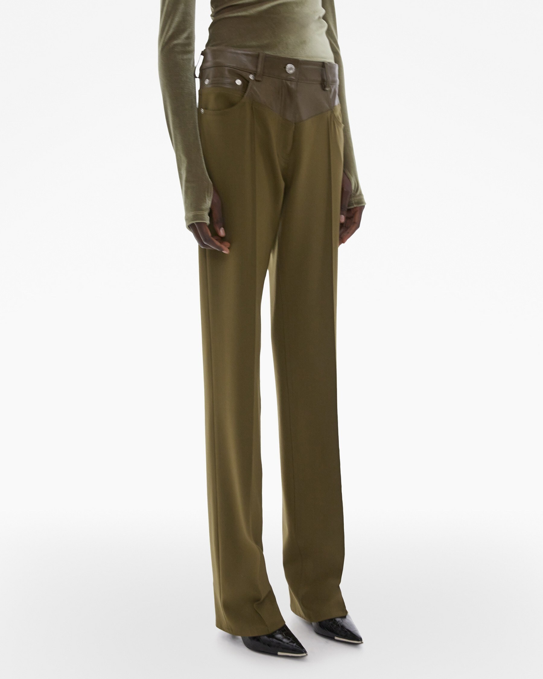Helmut Lang LEATHER-TRIMMED GARTER PANT | REVERSIBLE