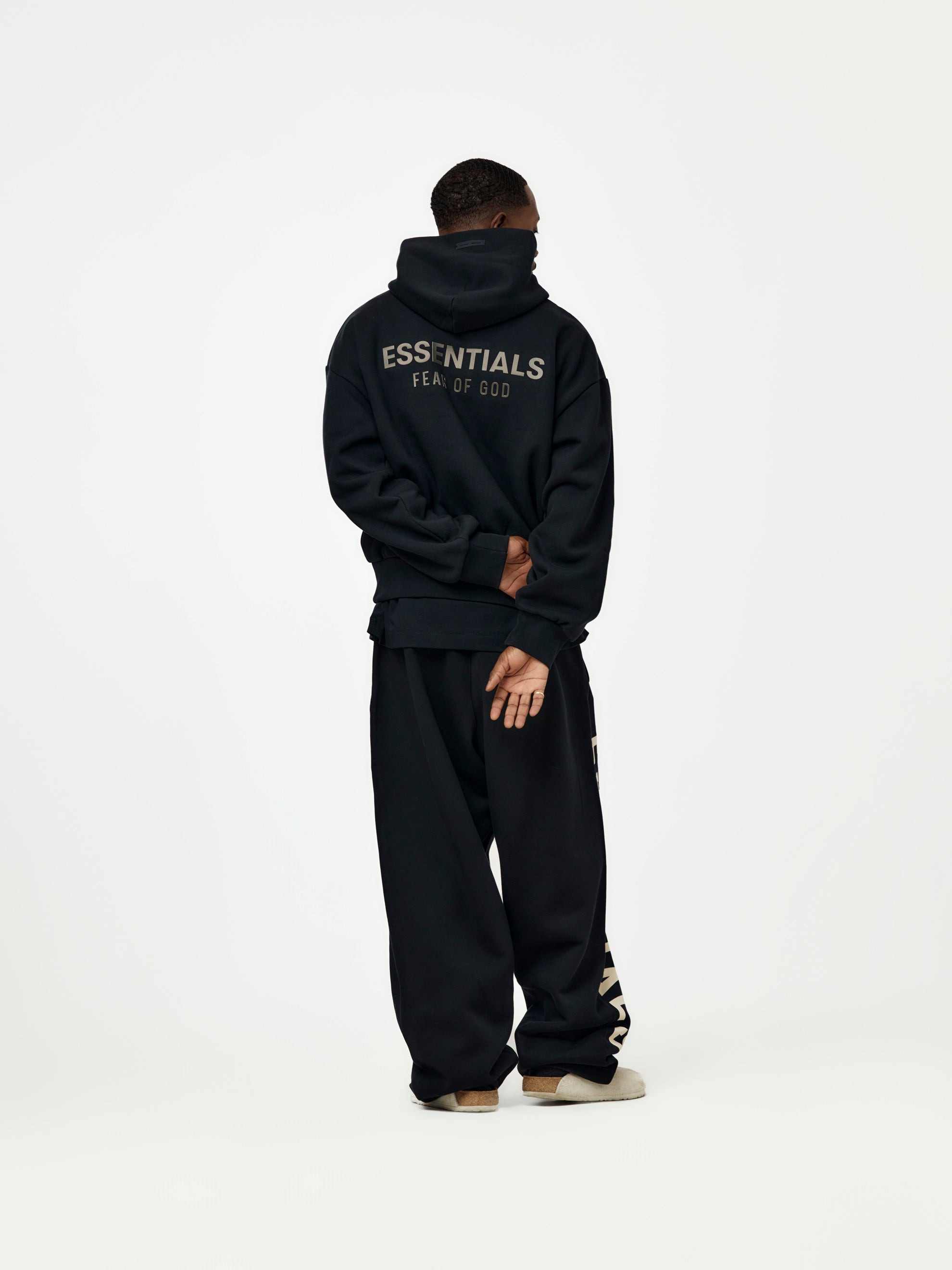 ESSENTIALS CLASSIC FIT FLEECE HOODIE (JET BLACK) | REVERSIBLE