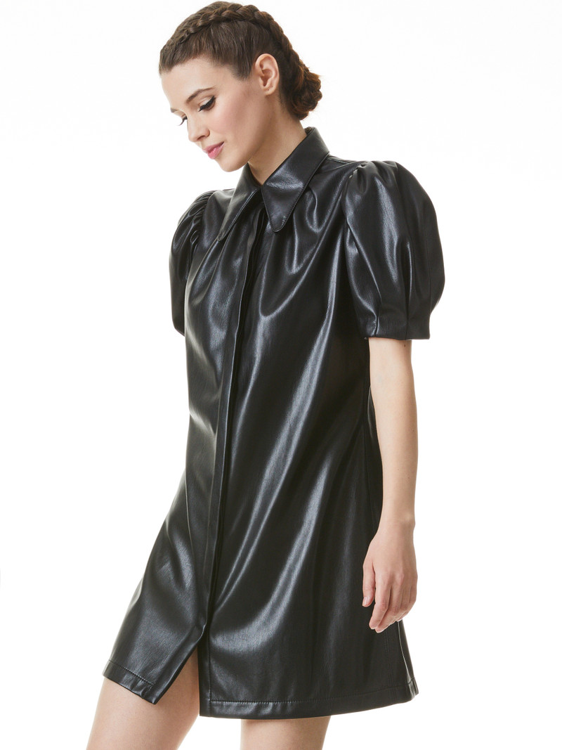 Alice + Olivia JEM VEGAN LEATHER MINI DRESS | REVERSIBLE