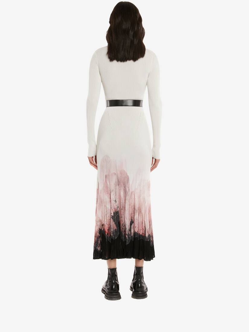 Alexander McQueen Paper Flower Engineered Knit Dress in Black/white ...