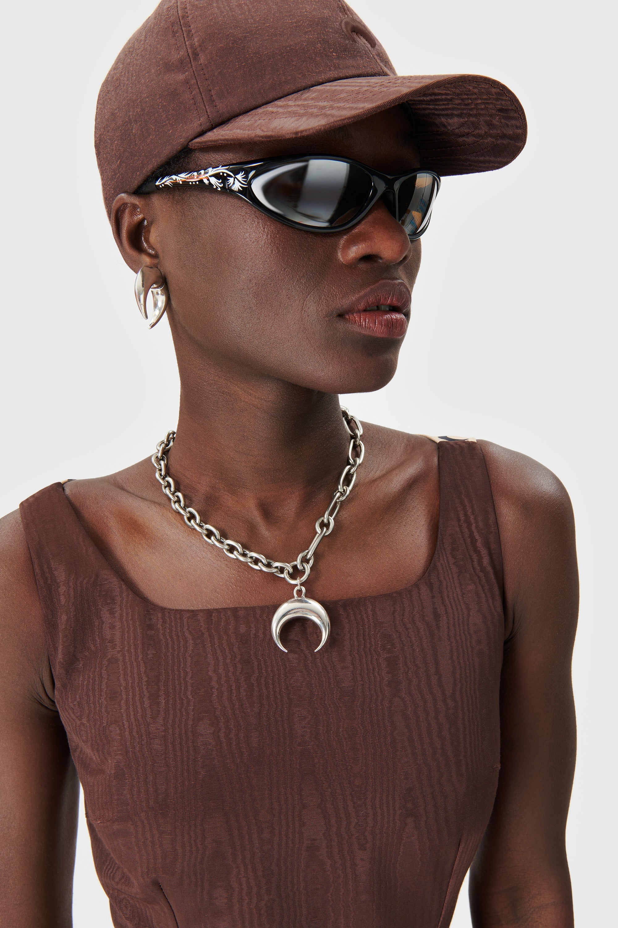 Marine Serre Regenerated Tin Moon Charms Necklace REVERSIBLE