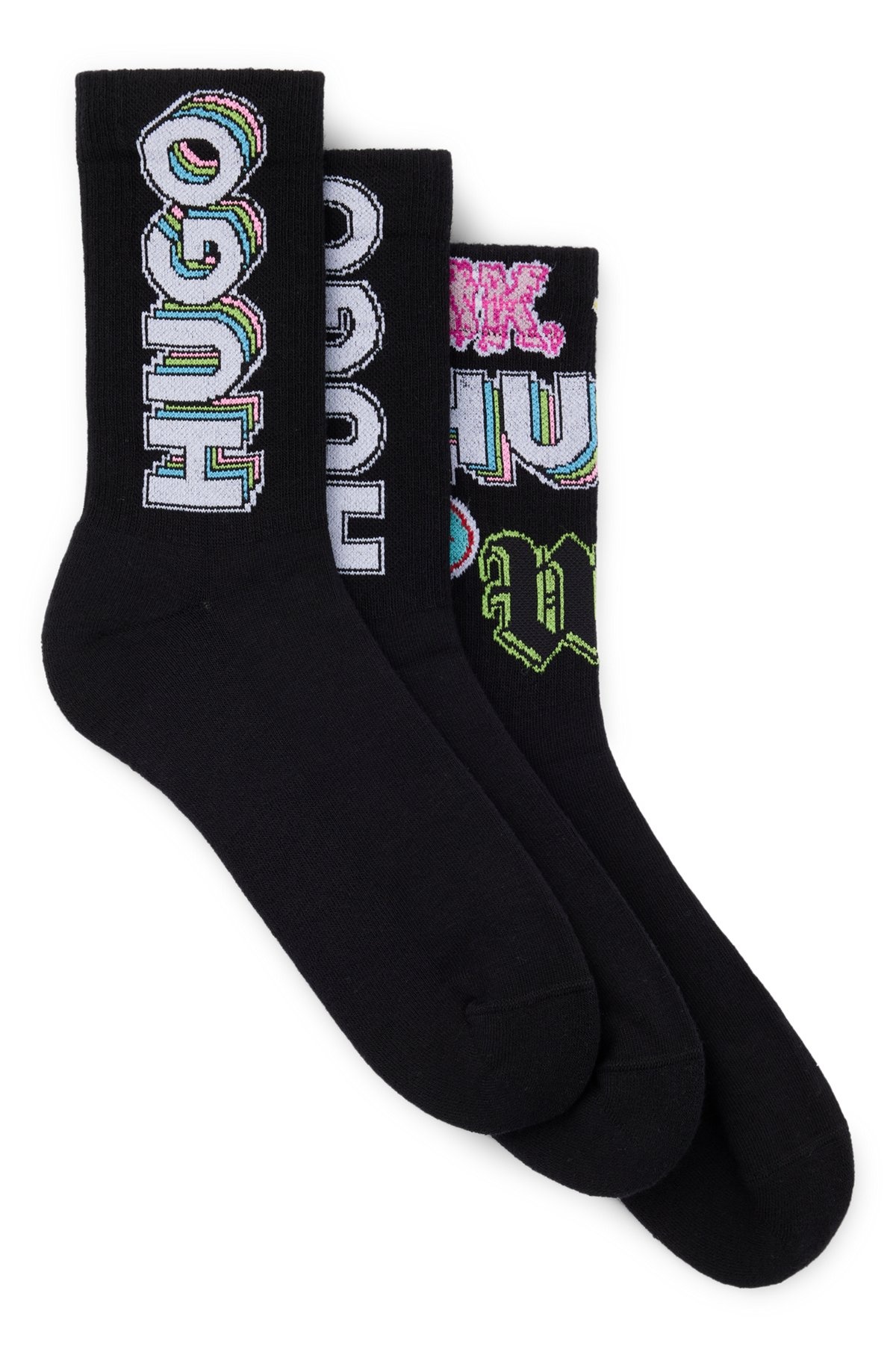 HUGO THREE-PACK OF SHORT SOCKS WITH LOGOS | REVERSIBLE