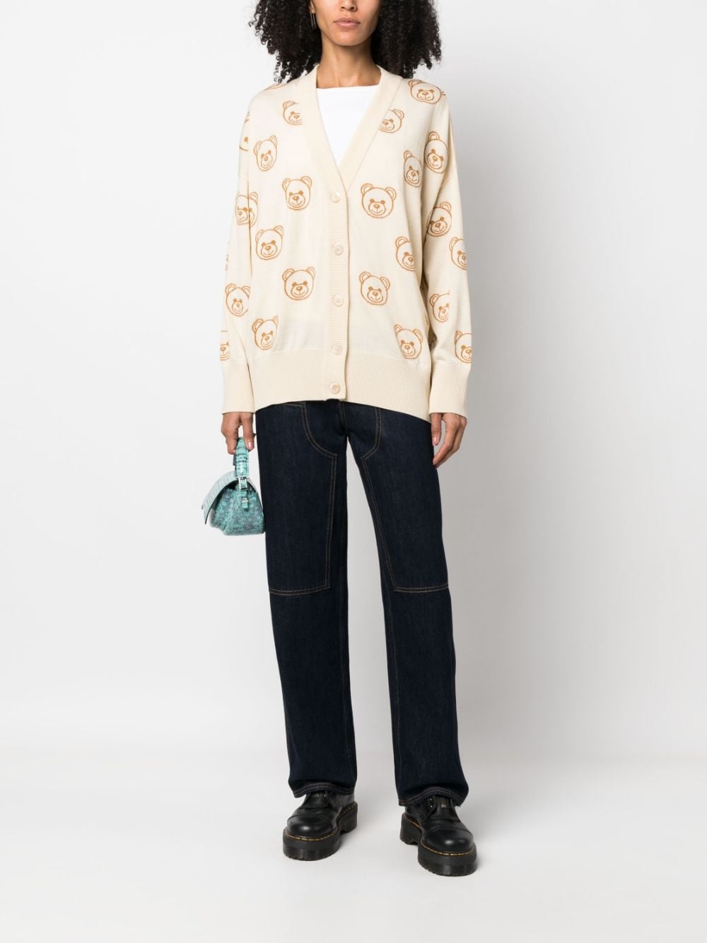 Moschino teddy bear V-neck cardigan | REVERSIBLE
