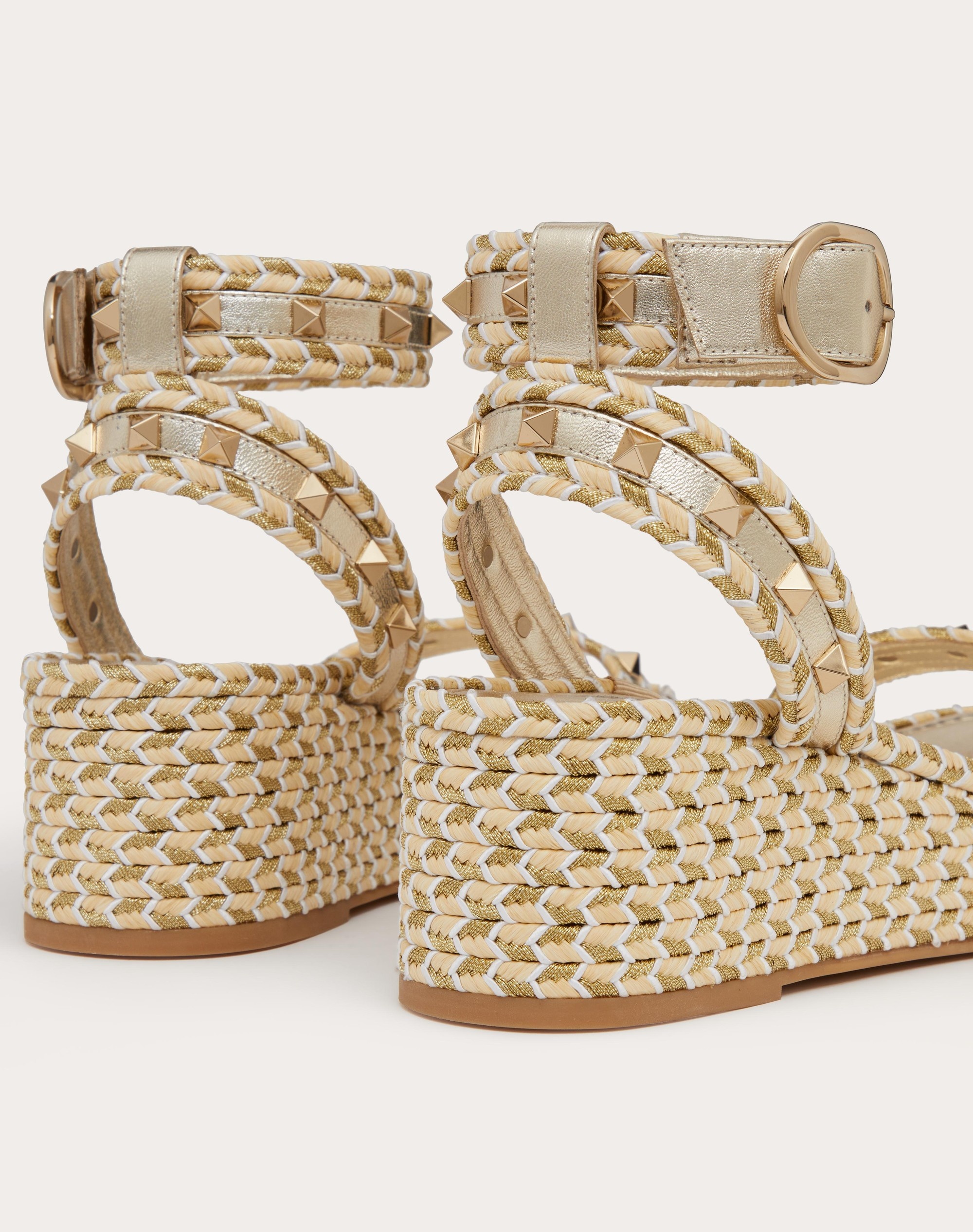 Valentino ROCKSTUD FLATFORM SANDAL IN LAMINATED NAPPA LEATHER 45MM ...