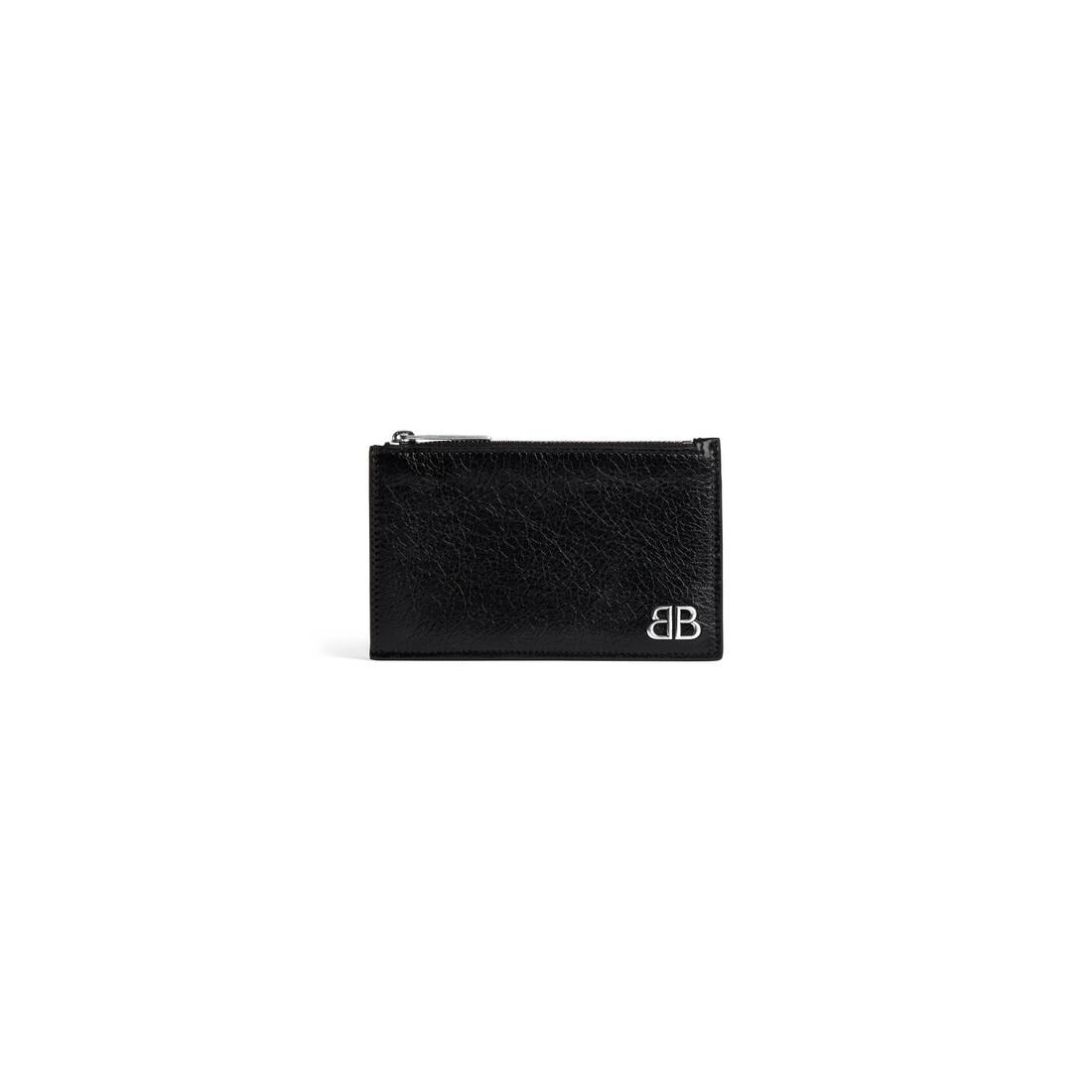BALENCIAGA Men's Monaco Long Coin And Card Holder in Black | REVERSIBLE