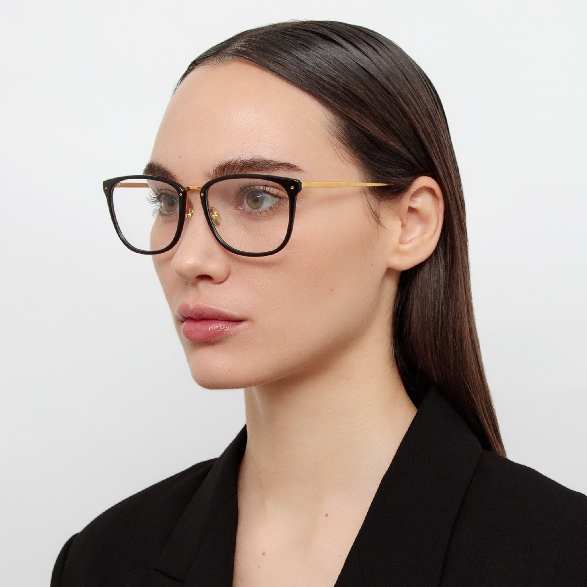 LINDA FARROW CASSIN OPTICAL D-FRAME IN BLACK | REVERSIBLE