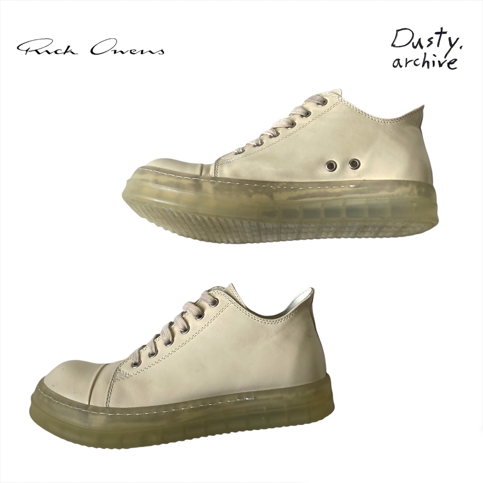 Rick Owens Rick owens low top leather milk ramones with transparent ...