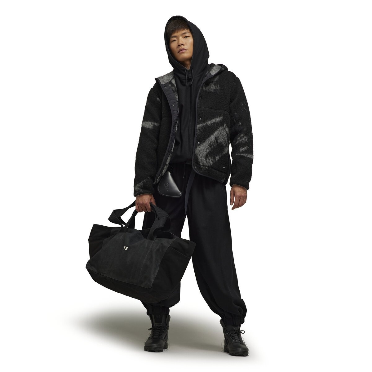 Y 3 Fuzzy Fleece Jacket In Black Reversible