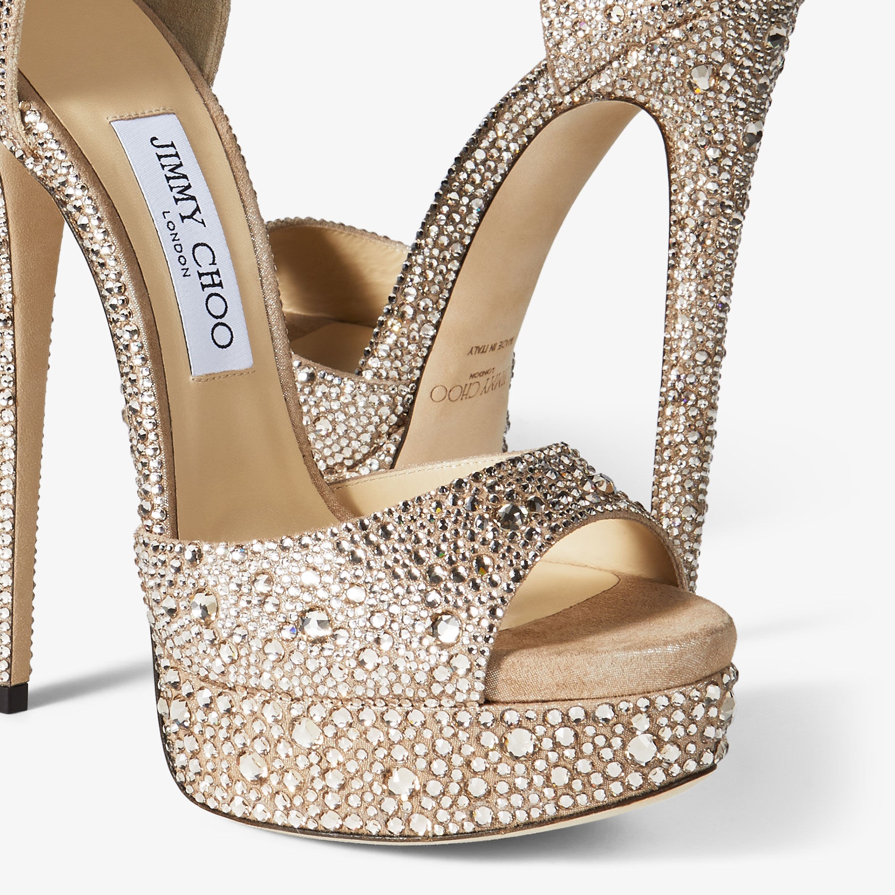 JIMMY CHOO Max 150 Honey Gold Shimmer Suede Platform Stiletto Sandals ...