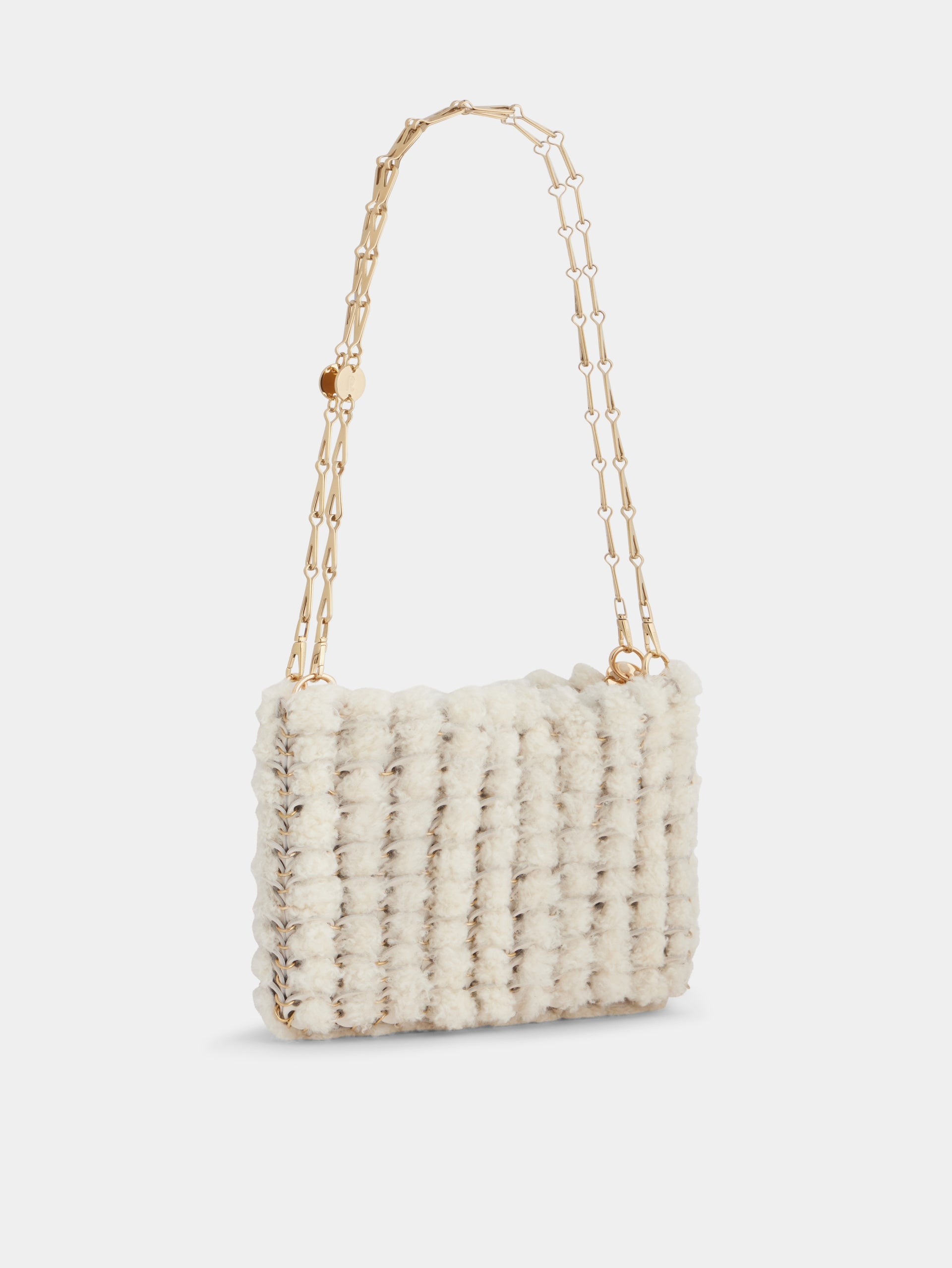 Paco Rabanne ECRU 1969 BAG IN SHEARLING | REVERSIBLE