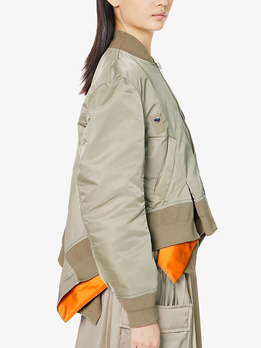 sacai Slanted-hem boxy-fit shell bomber jacket | REVERSIBLE